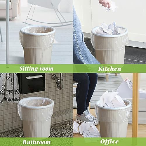2.5 Gallon Strong Trash Bags Garbage Bags by Teivio, Bathroom Trash Can Bin Liners, Small Plastic Bags for Home Office Kitchen, Clear, (80 Counts)