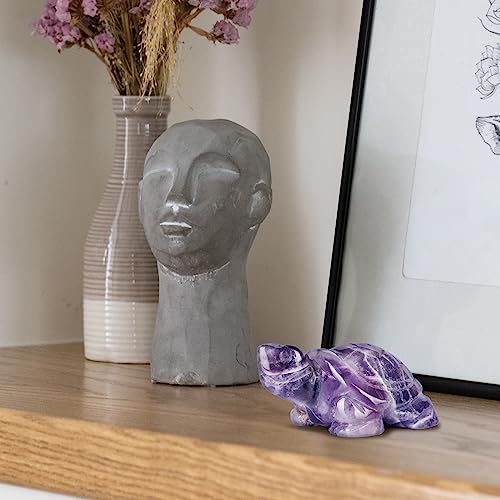 LEADGEM Crystal Turtle Figurines 2" Natural Healing Amethyst Tortoise Statue Paperweight Hand Carved Tiny Animal Gemstone Sculpture Decor for Home, Office