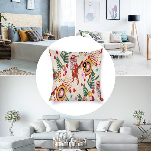 Christmas Santa-rocker Tree Throw Pillow Covers 18×18 Pillowcases Set of 2 Xmas Funny Linen Decorative Square Pillow Case Cushion Covers Standard Size for Sofa Couch Outdoor Bed Pillow Protectors