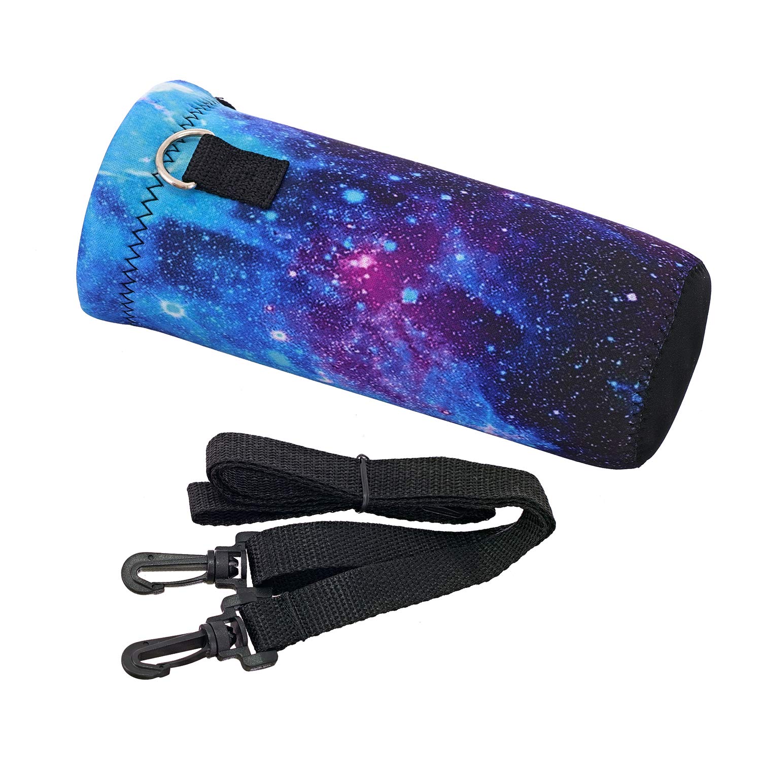 RICHEN Neoprene Water Bottle Carrier Bag with Adjustable Shoulder Strap,Insulated Water Bottle Cover for 500ml/16oz Stainless Steel/Glass/Plastic Bottles (Galaxy,500ML)