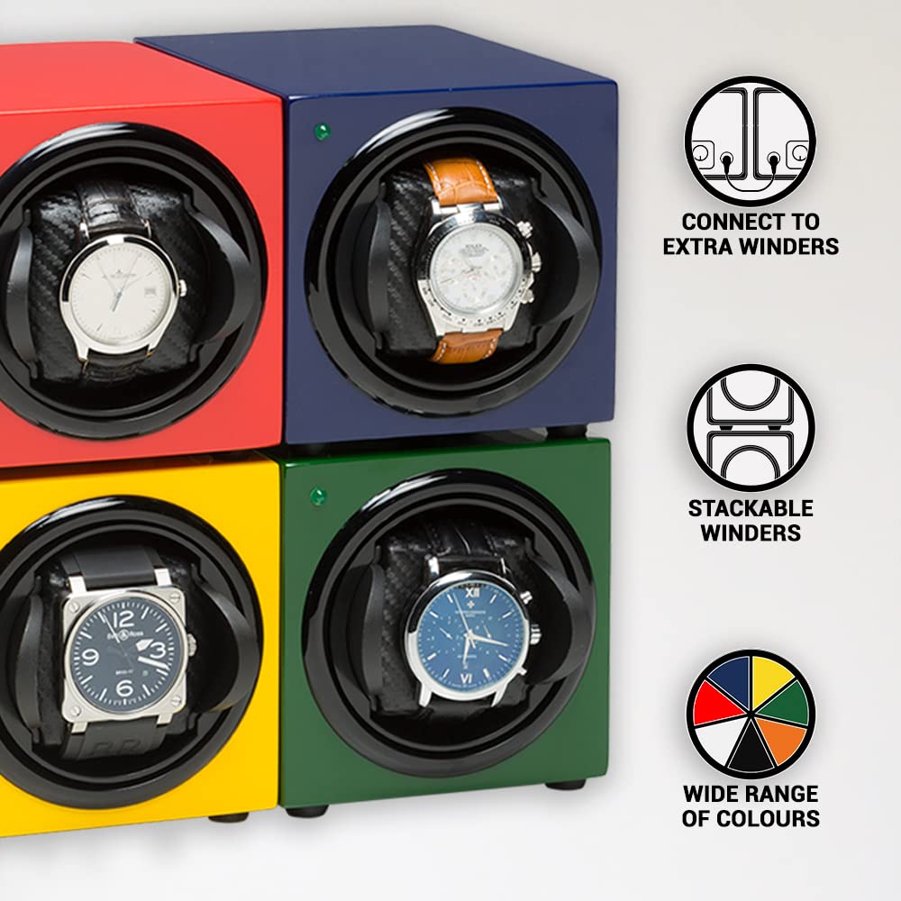 BARRINGTON Single Watch Winder for Automatic Watches with Silent Japanese Motor | Watch Winder for Rolex, Omega & Others | Adjustable TPD 650-1950 | AC Operated | Battery Backup (Racing Green)