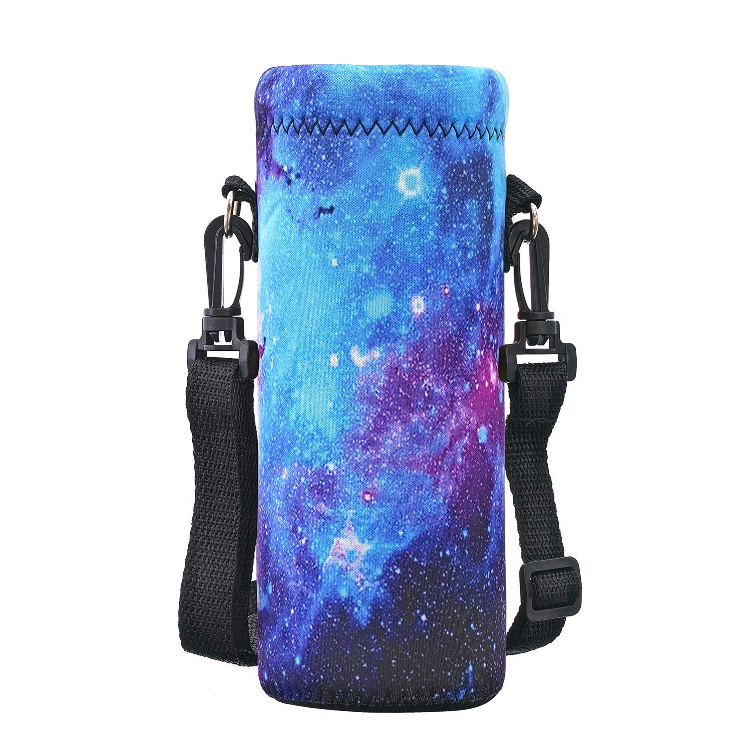 RICHEN Neoprene Water Bottle Carrier Bag with Adjustable Shoulder Strap,Insulated Water Bottle Cover for 500ml/16oz Stainless Steel/Glass/Plastic Bottles (Galaxy,500ML)