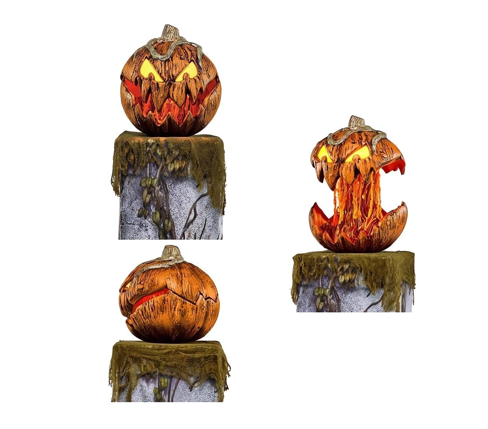 Halloween Gourdo Pumpkin Lighting - 2023 New Gourdo Jack-O-Lantern Decor, Mouth Open Halloween Pumpkin Lights Indoor ＆ Outdoor Scary Decorations, Vintage Halloween Decor for Bedroom Yard Party