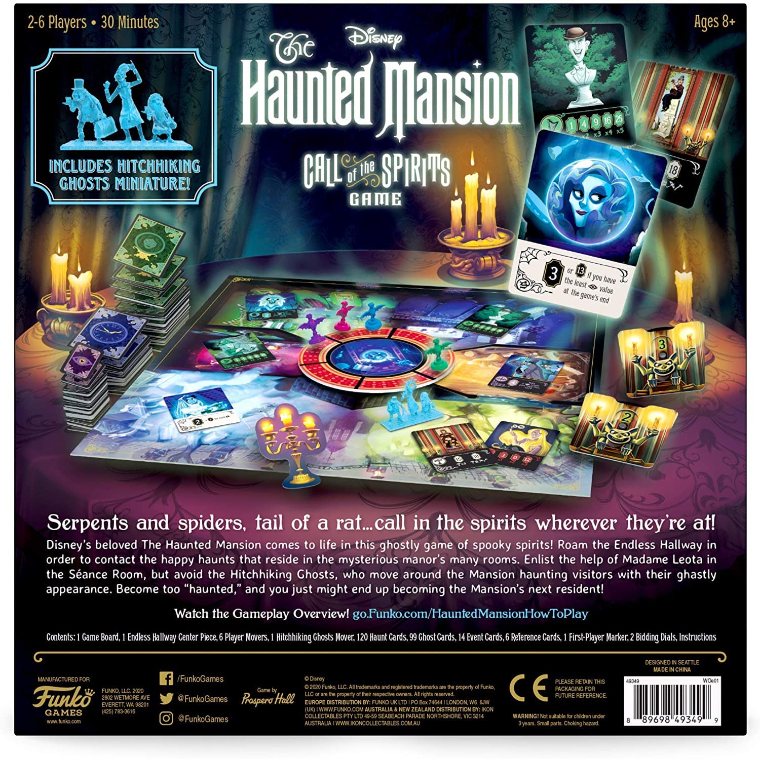 The Souls of Haunted Mansion Disney Ghosts Spirit Characters Bundled with Hitchhiking Board Game + Victor Geist Organ Player Spooky Pop Pin 2 Items