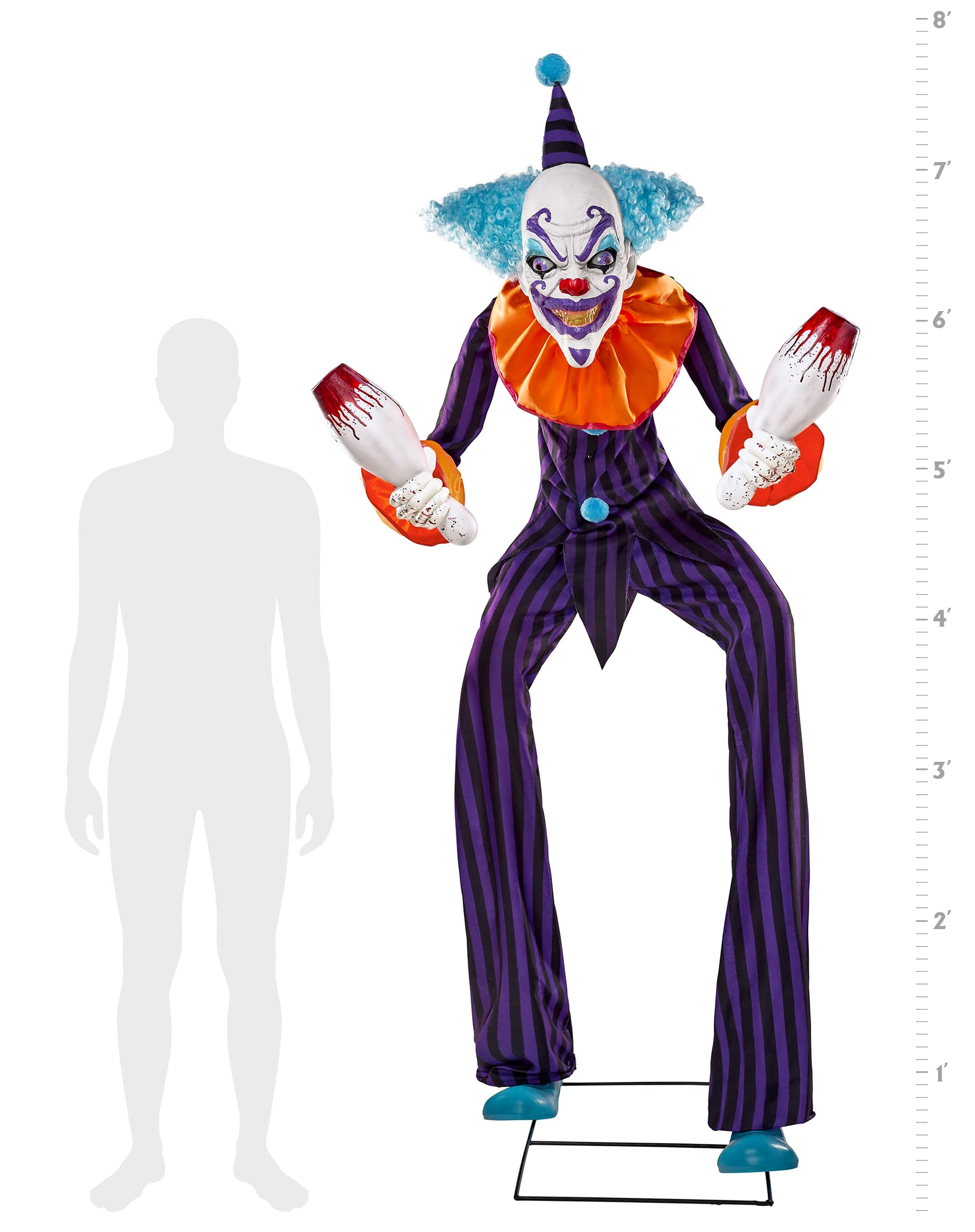 Spirit Halloween 7.9 Ft Stilts Animatronic | Decorations | Animated | Halloween Décor | Clown Animatronic