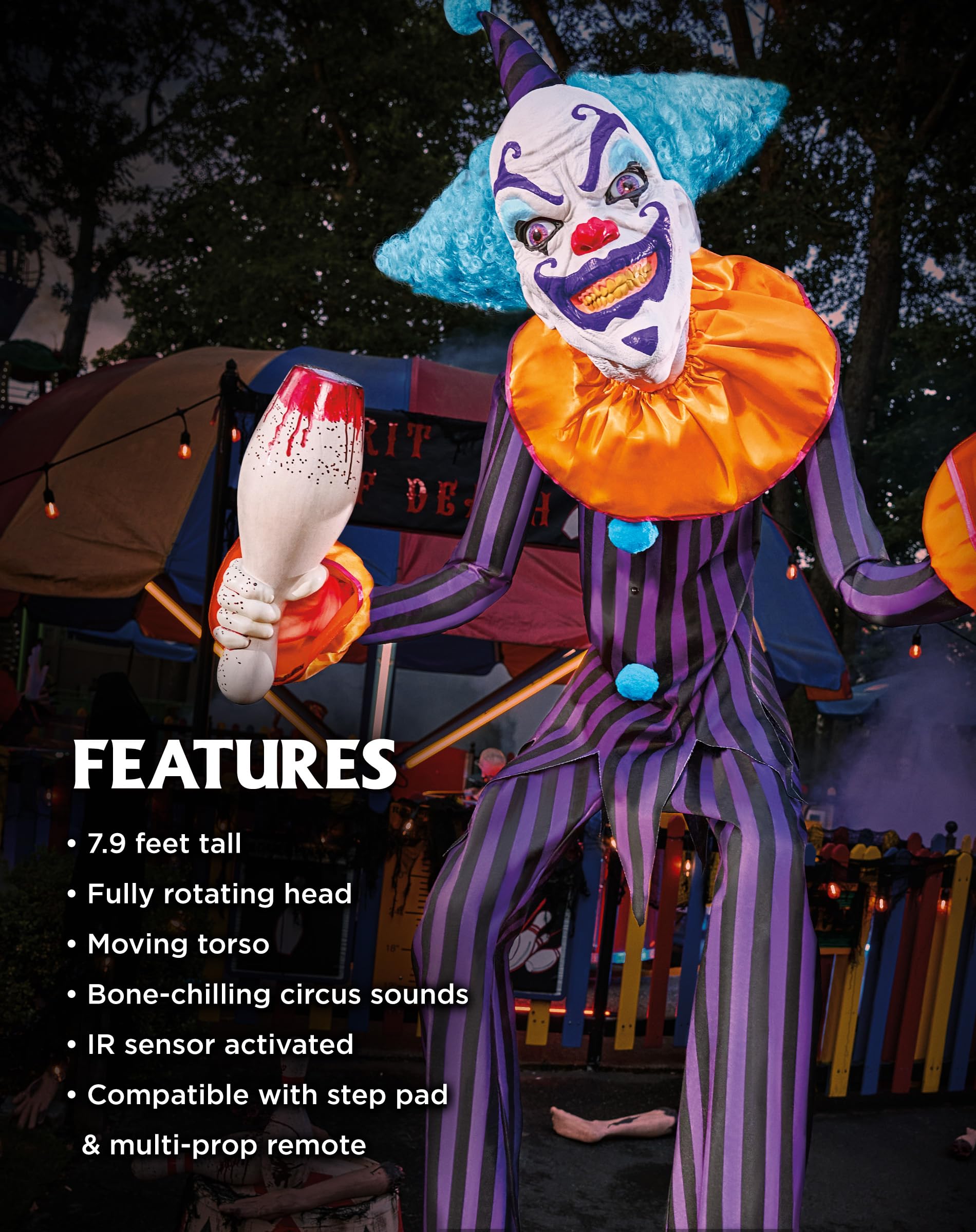 Spirit Halloween 7.9 Ft Stilts Animatronic | Decorations | Animated | Halloween Décor | Clown Animatronic