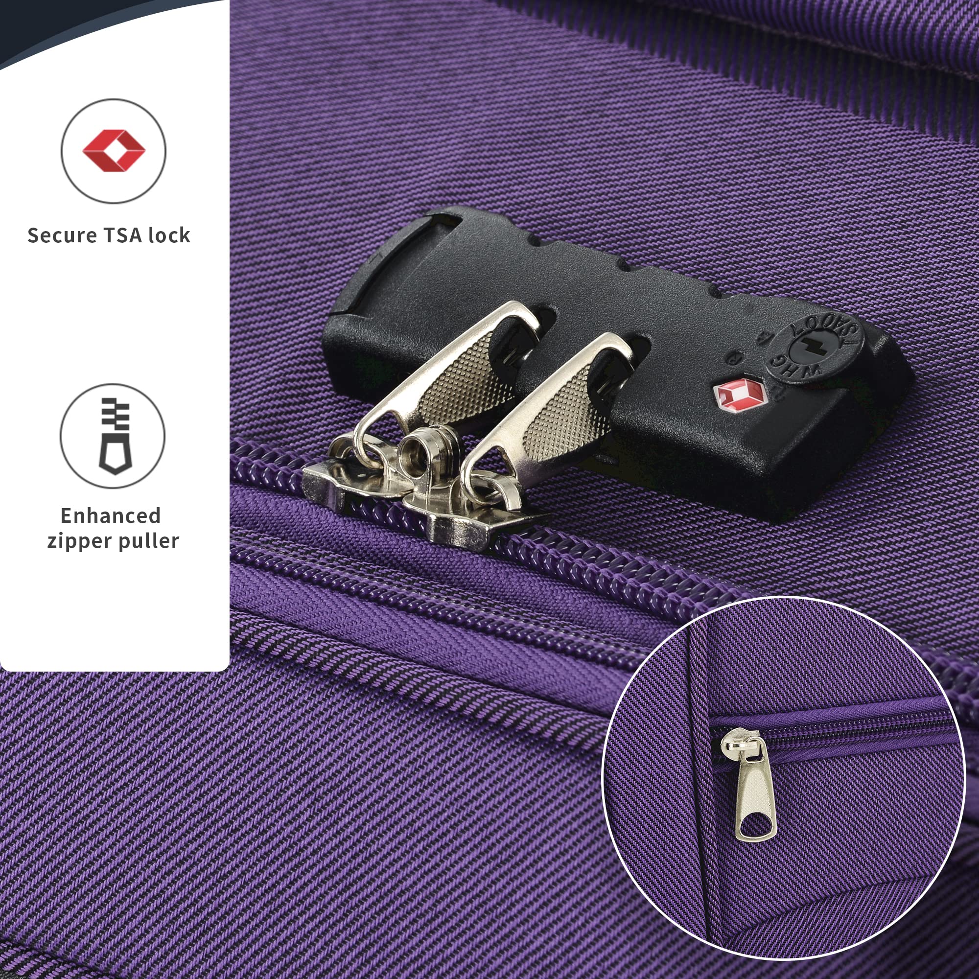 Merax Softside Luggage Set, Travel Suitcase Expandable Lightweight, 3 Piece Luggage Sets with Spinner Wheels 22" 26" 30" Suitcase with TSA Lock (Purple)