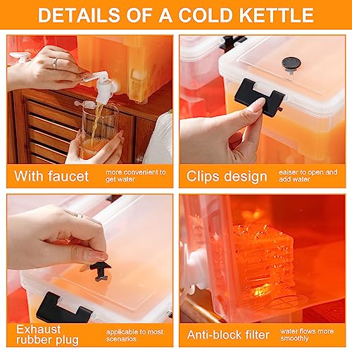 Zhehao 1.5 Gallon Drink Beverage Dispenser for Fridge with Spigot, Water Dispenser with Lids, Ice Drink Dispenser for Party Drink and Daily Use, 100% Sealed BPA FREE (3 Pcs)