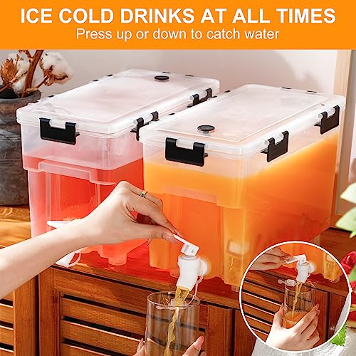 Zhehao 1.5 Gallon Drink Beverage Dispenser for Fridge with Spigot, Water Dispenser with Lids, Ice Drink Dispenser for Party Drink and Daily Use, 100% Sealed BPA FREE (3 Pcs)
