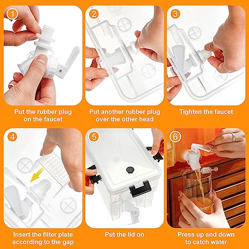Zhehao 1.5 Gallon Drink Beverage Dispenser for Fridge with Spigot, Water Dispenser with Lids, Ice Drink Dispenser for Party Drink and Daily Use, 100% Sealed BPA FREE (3 Pcs)