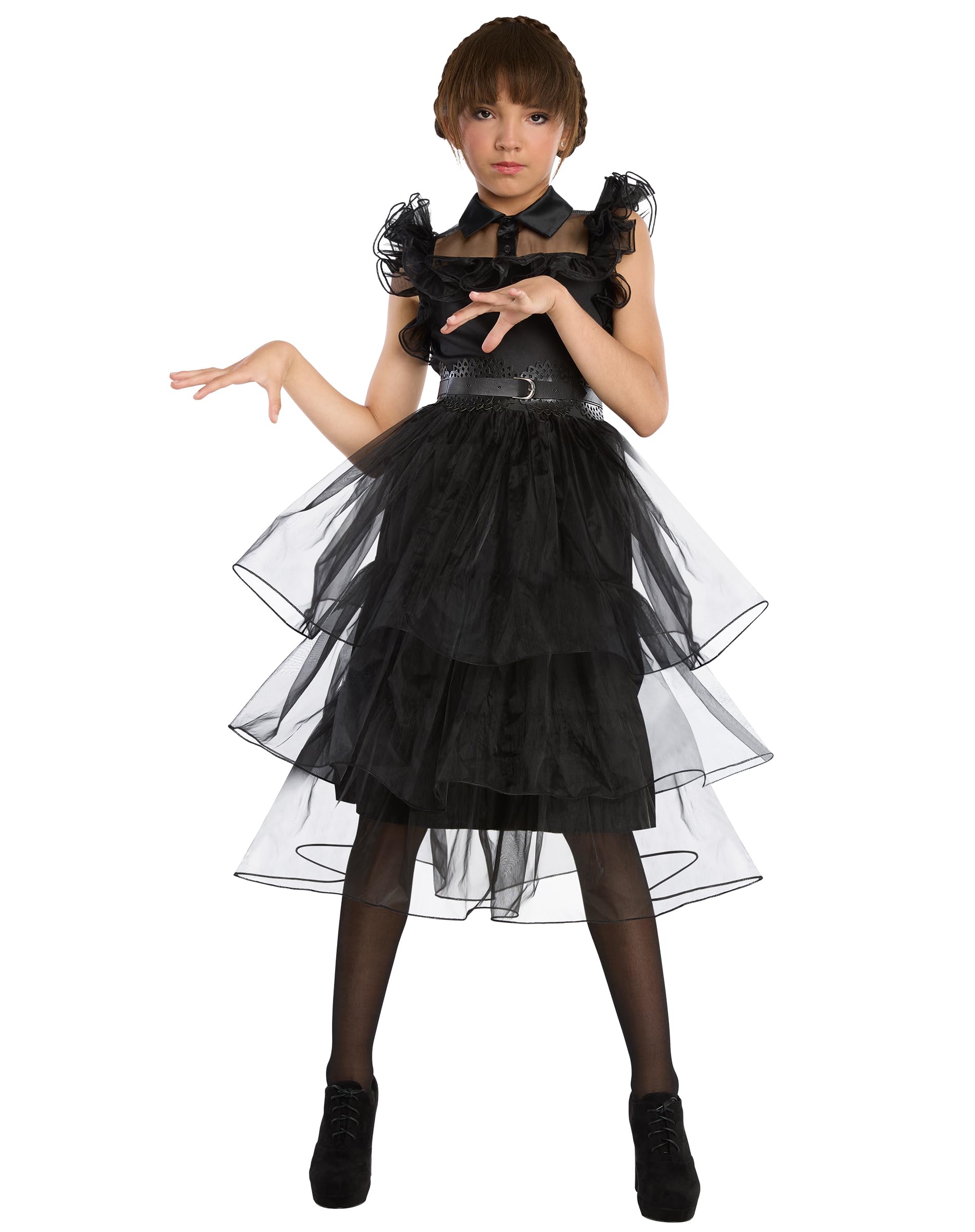 Spirit Halloween Kids Rave 'N Dance Wednesday Addams Dress - S | Officially Licensed | Netflix