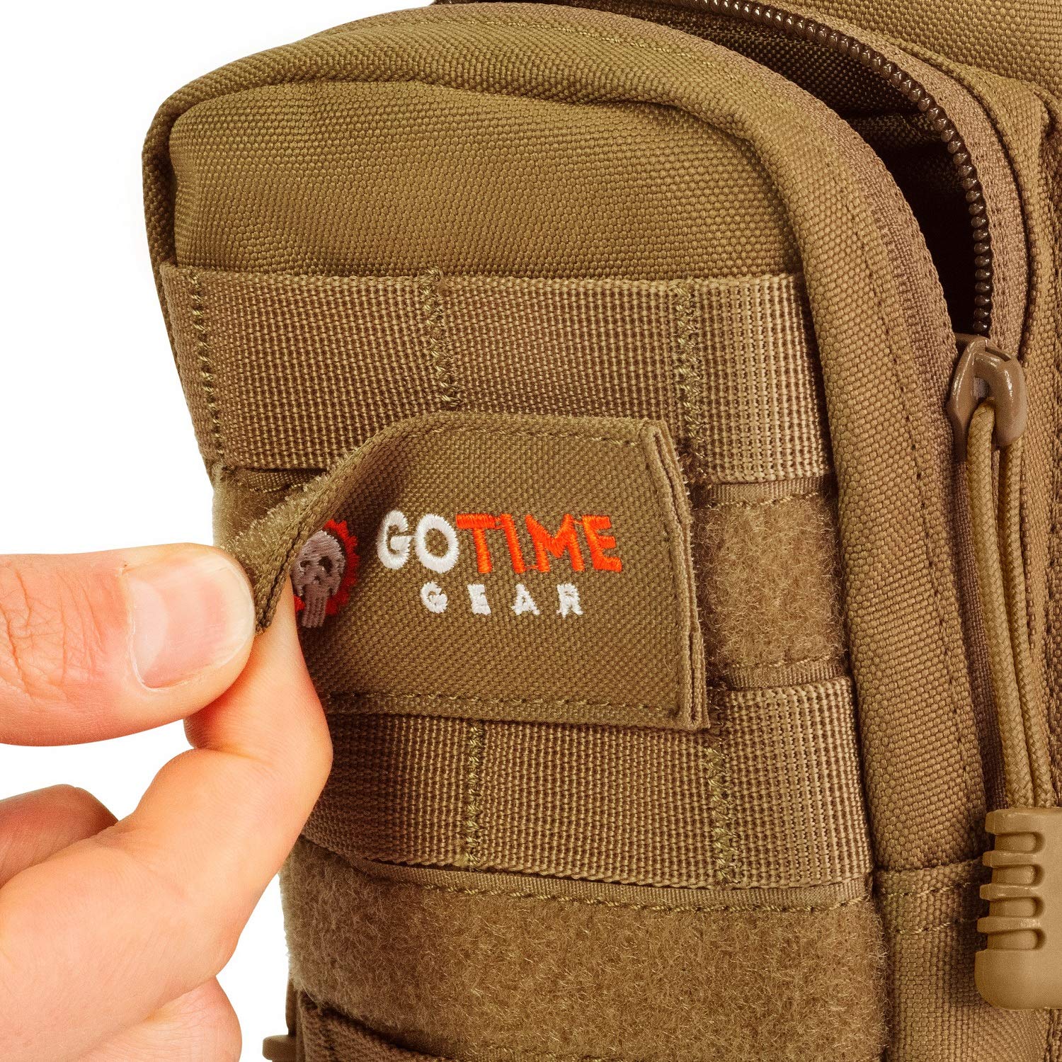 Go Time Gear Molle Water Bottle Holder, Water Bottle Bag for Backpacks, Tactical Canteen Pouch and Water Bottle Caddy, Molle Accessories and Water Pouch, Fits Up to 40 oz. (Coyote Brown)
