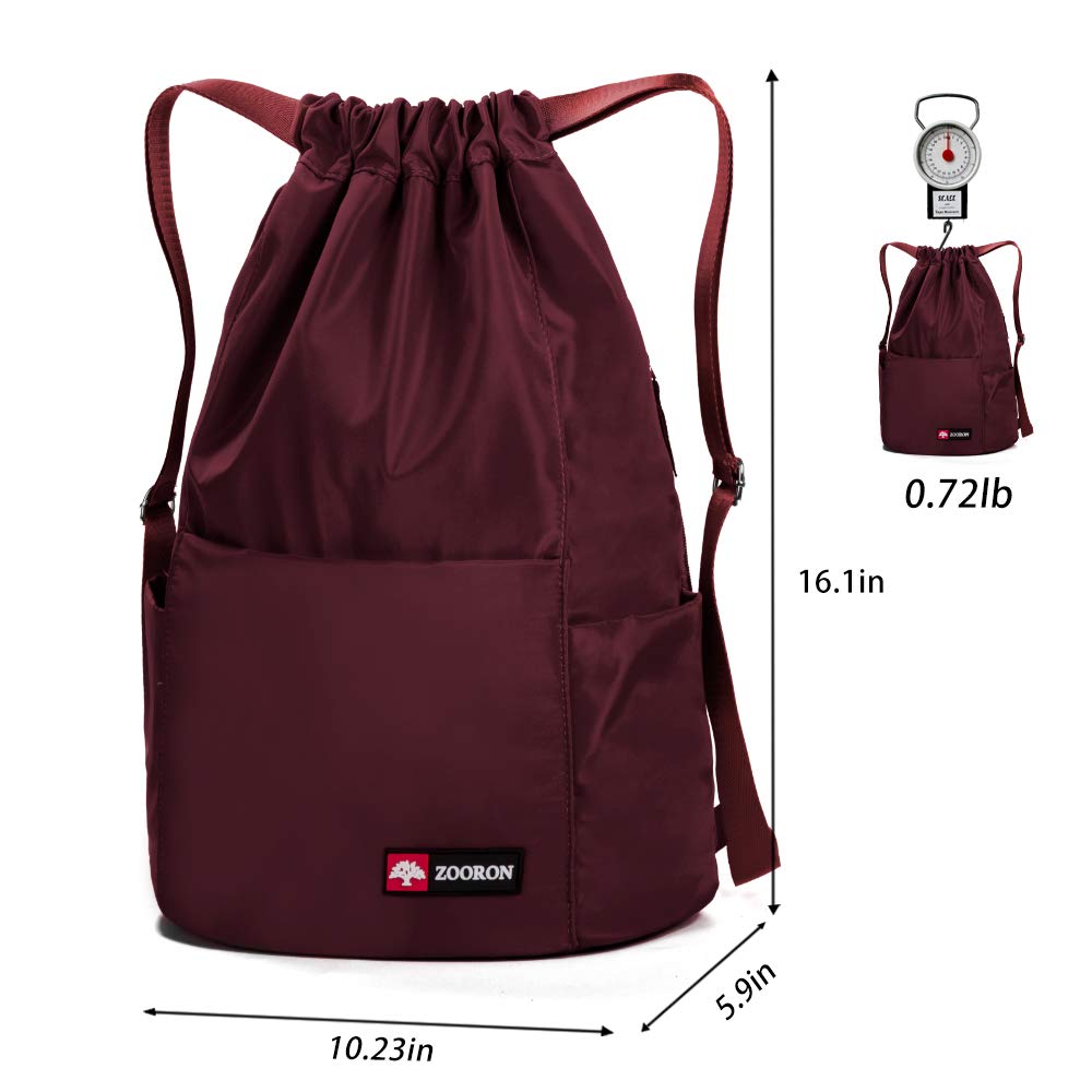ZOORON Waterproof Drawstring Gym Backpack Bag for Men & Women, Sport Gym Sack Mini Travel Daypack
