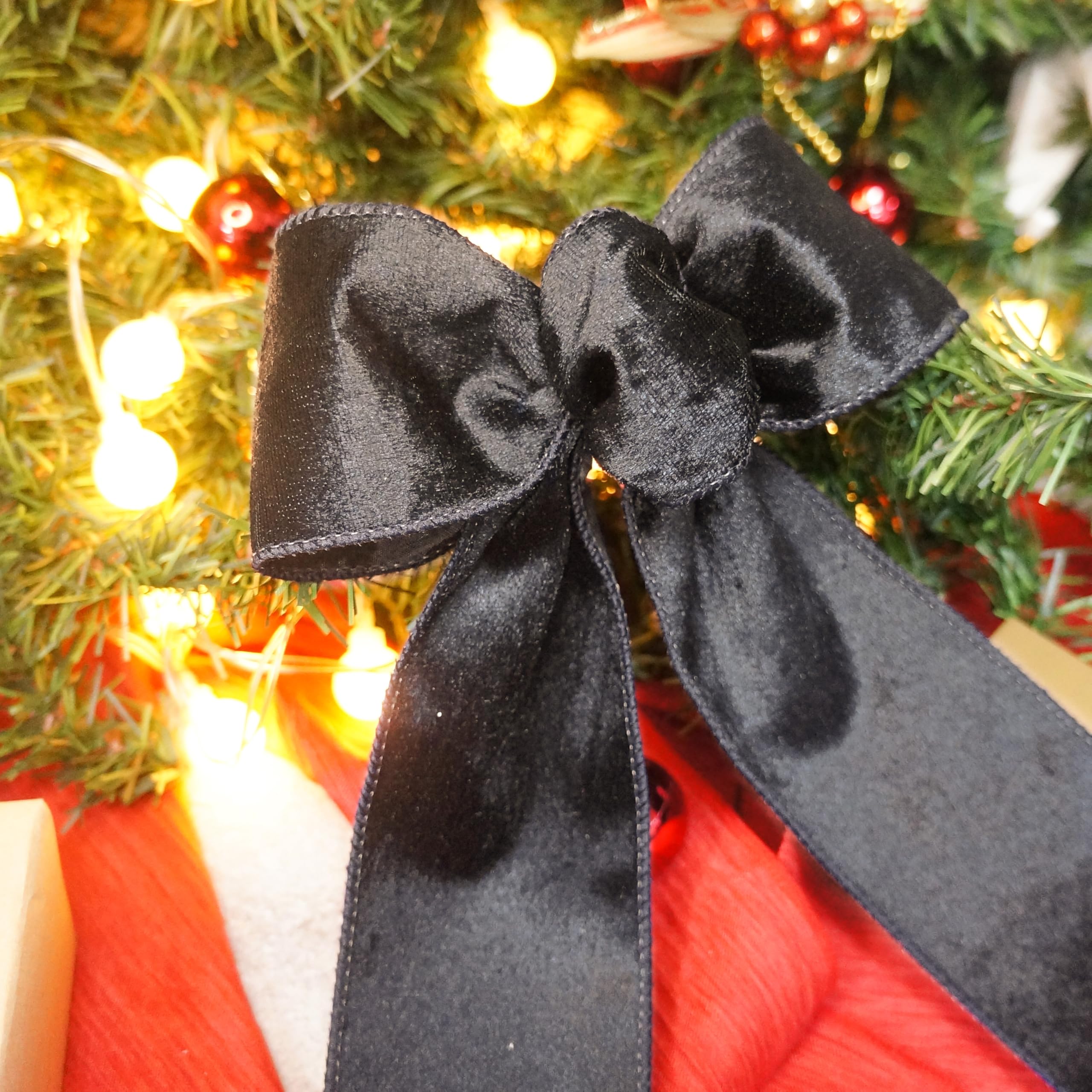 Black Velvet Ribbon 2.5 Inch x 10 Yards for Christmas Tree Topper Home Decoration Wreath Gift Wrapping DIY Craft