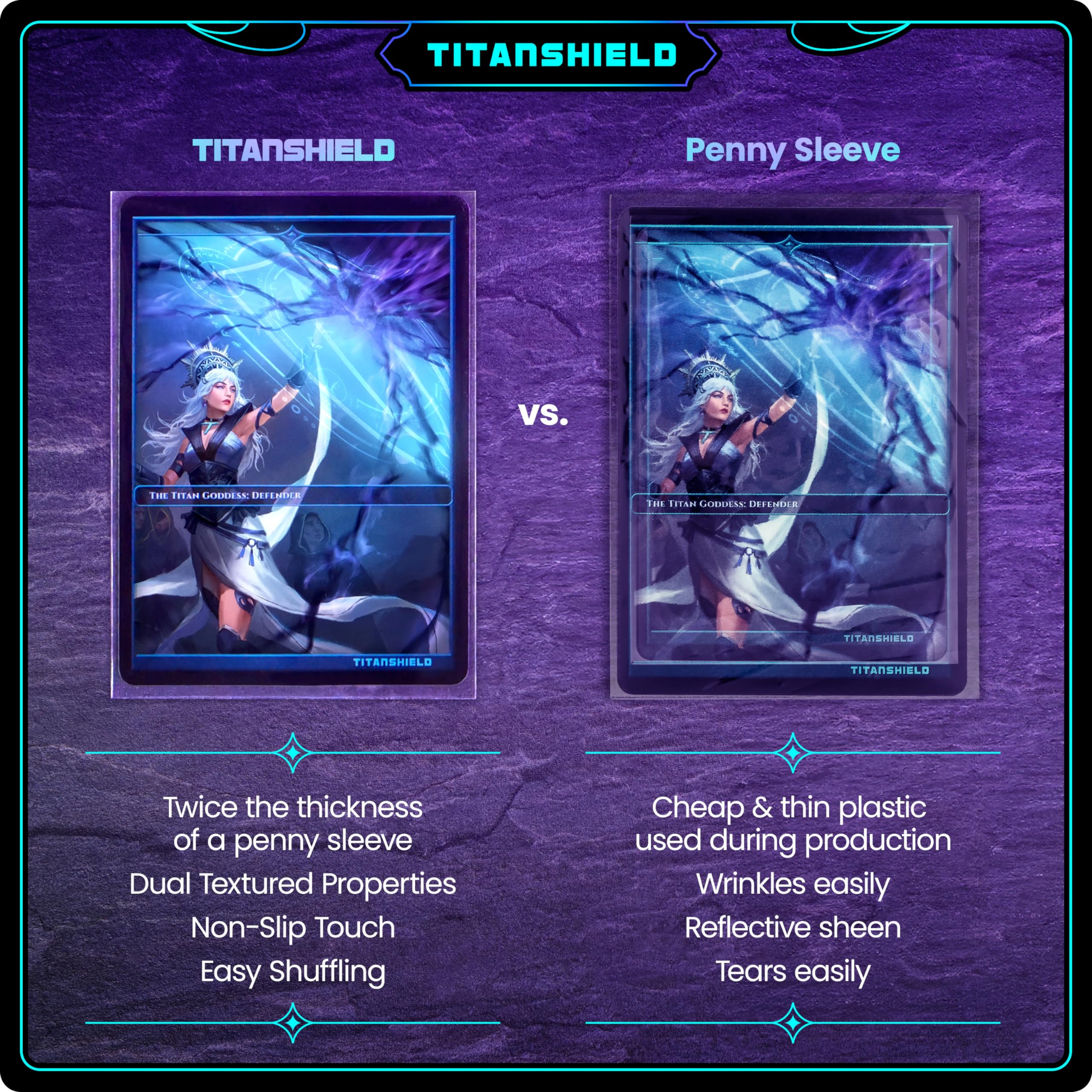 TitanShield [3-Pack 450 Sleeves Bundle Premium Clear Card Sleeves Compatible with Standard Sized Board Games, MTG Magic The Gathering, Pokemon, Lorcana and Trading Cards 2.5" x 3.5" 66x91mm