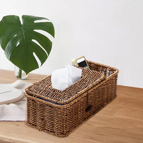 IEUDNS Paper Holder Dispenser Facial Tissuecase Dispenser Container Vintage Style Removable Tissue Holder Tissue Box for Bathroom, Deep Brown