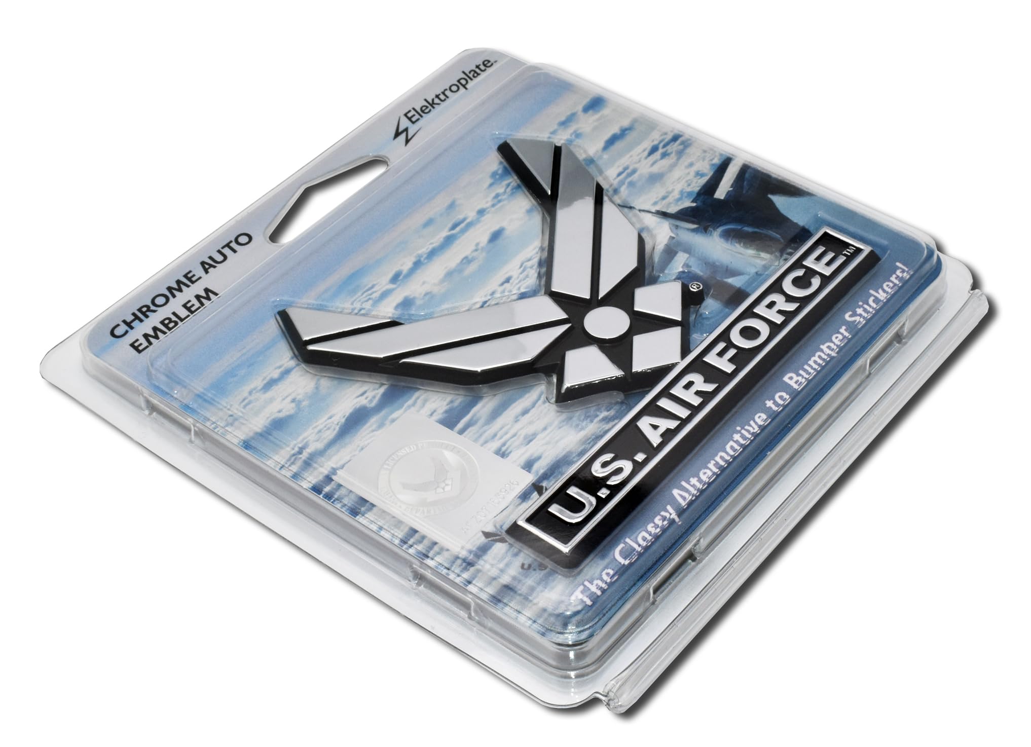 Elektroplate Officially Licensed U.S. Air Force Wings Chrome Auto All Metal Emblem for Cars, Trucks, and All Auto | Universal Fit at 3" x 3.4" | Weatherproof