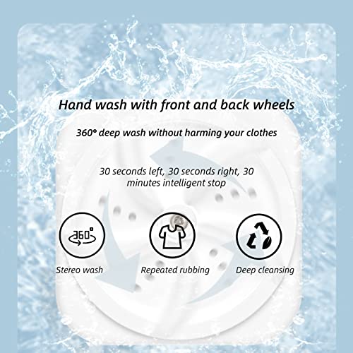 Ultrasonic Turbo Washing Machine, Mini Portable Washing Machine, Sink Washing Machine for Dorm Home Travel, 30 Minute Timer, USB Powered (White)