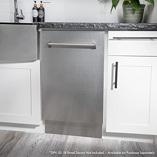 ZLINE 18" Tallac Series 3rd Rack Top Control Dishwasher in Custom Panel Ready with Stainless Steel Tub, 51dBa (DWV-18) (Pannel Ready)