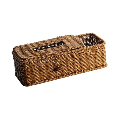 IEUDNS Paper Holder Dispenser Facial Tissuecase Dispenser Container Vintage Style Removable Tissue Holder Tissue Box for Bathroom, Deep Brown