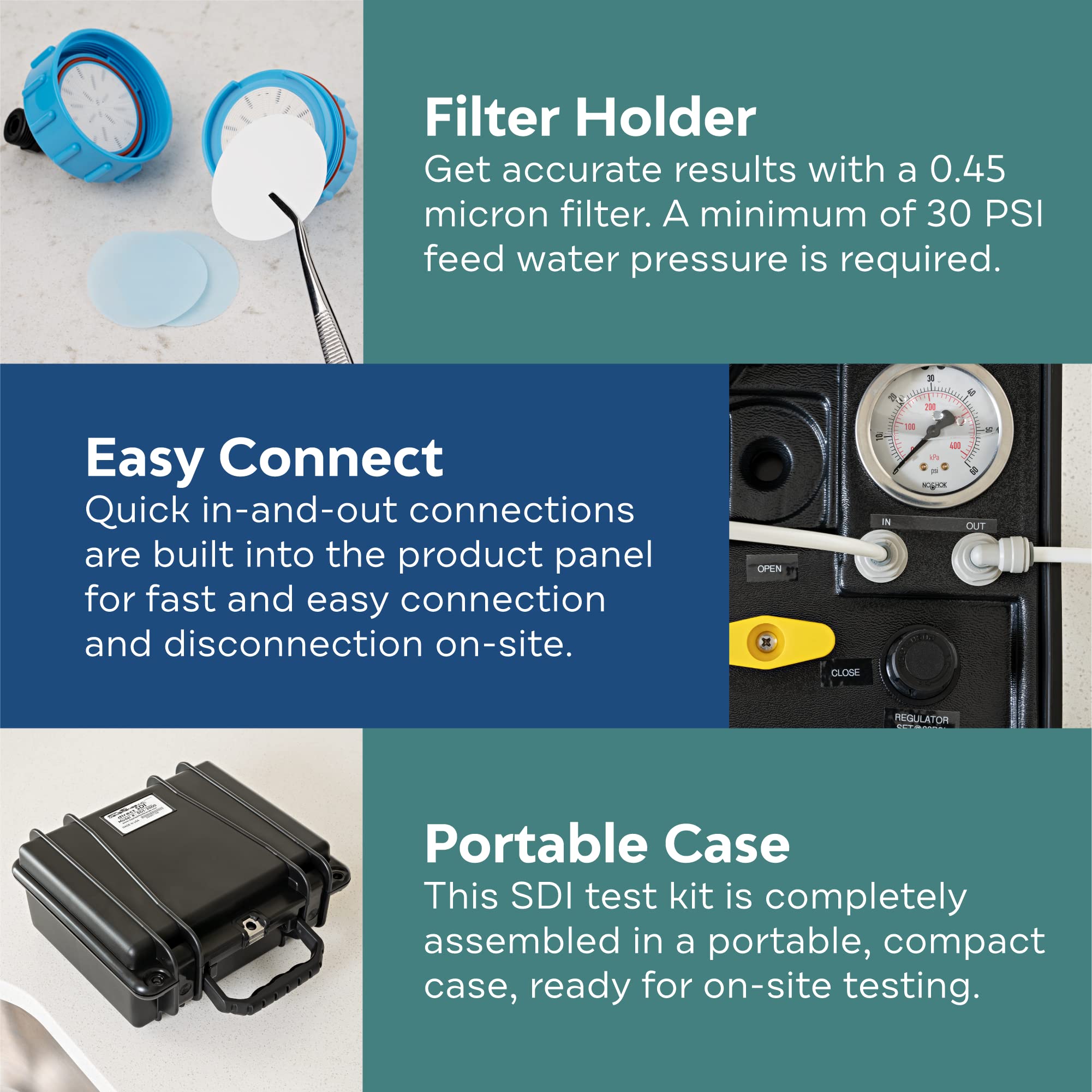 Applied Membranes Silt Density Index Test Kit, SDI Tester in Portable Carrying Case for Onsite Water Testing, Includes 2 SDI Test Filters
