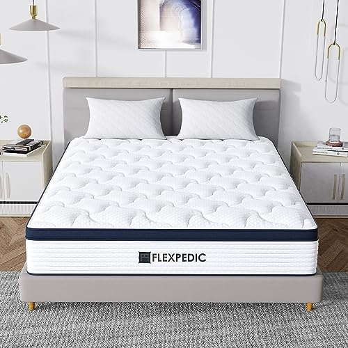 FLEXPEDIC 10" King Mattress, Memory Foam Hybrid Mattress with Space Cotton for Tight Sleep, Medium-Firm Cooling Mattress with Stronger Support, Motion Isolation &Pressure Relief