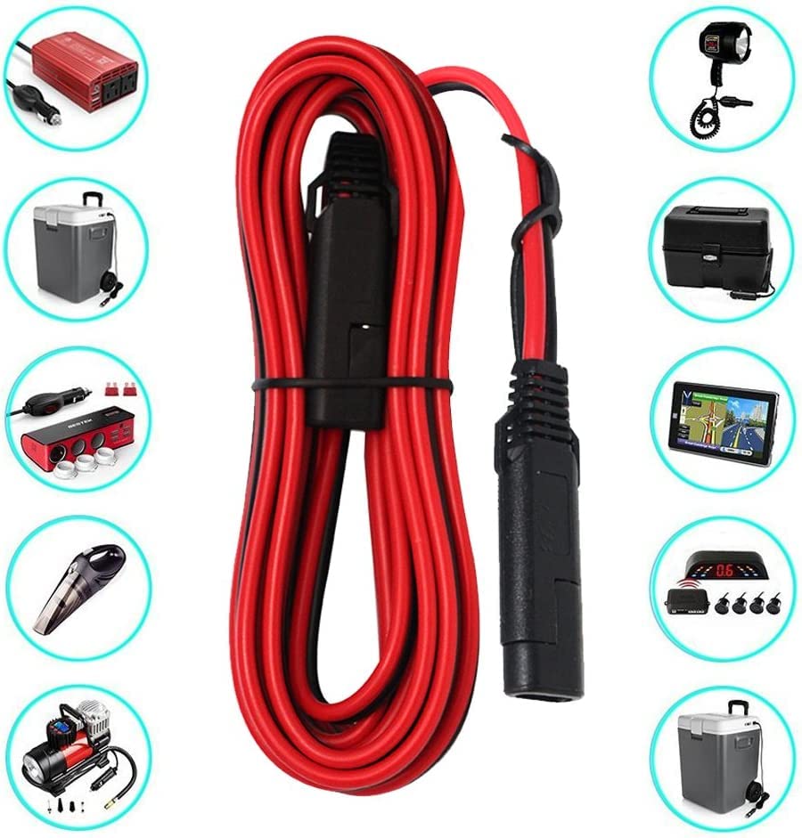 KUNCAN 25FT SAE to SAE 2 Pin Extension Cable DC Power 16awg Heavy Duty Battery Quick Disconnect/Connect Wire Harness with SAE Connectors with Dust Cap