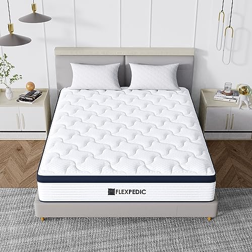 FLEXPEDIC 10" King Mattress, Memory Foam Hybrid Mattress with Space Cotton for Tight Sleep, Medium-Firm Cooling Mattress with Stronger Support, Motion Isolation &Pressure Relief
