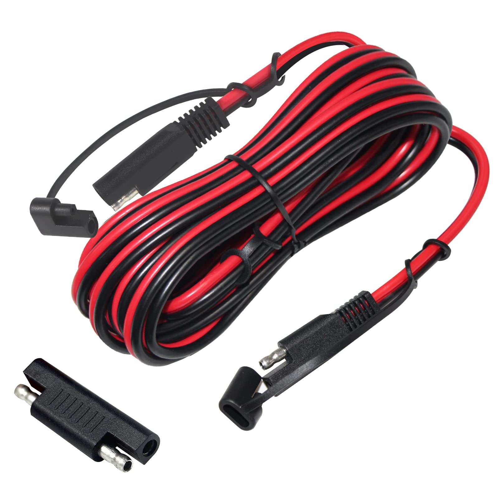 KUNCAN 25FT SAE to SAE 2 Pin Extension Cable DC Power 16awg Heavy Duty Battery Quick Disconnect/Connect Wire Harness with SAE Connectors with Dust Cap