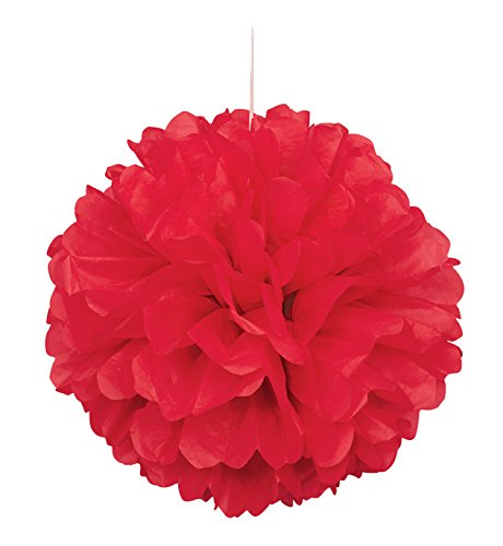 Unique Industries, Tissue Paper Pom Pom Decor, 16 Inches, Party Supplies - Red
