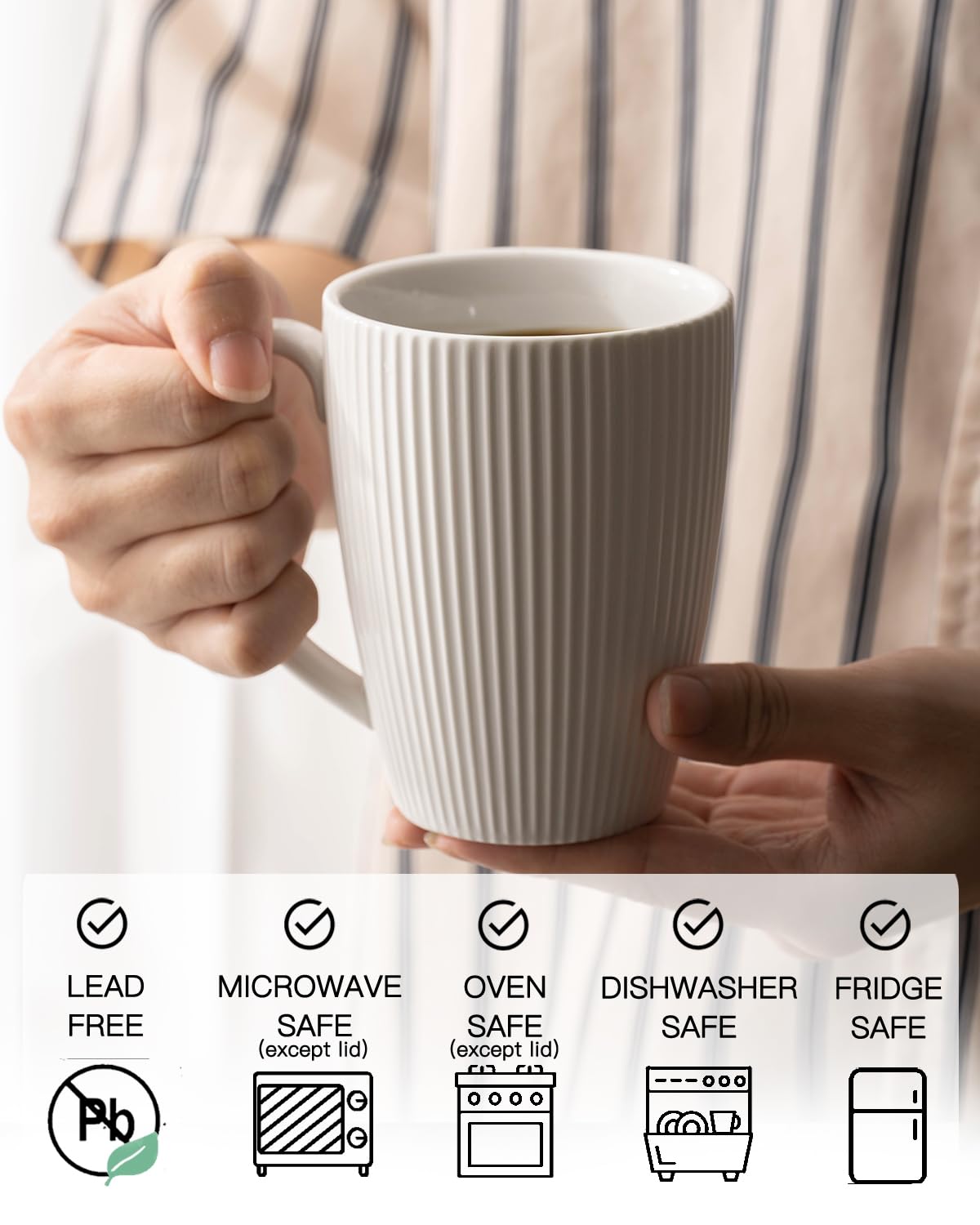 getstar Coffee Mugs Set of 4, Ceramic Coffee Mug Microwave and Dishwasher Safe, Coffee Cups Ceramic with Big Handle (13.5 oz, Classic White)