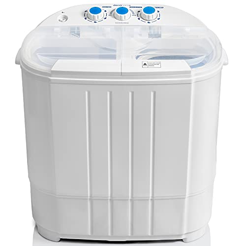 Deco Home Compact Washing Machine with Twin Tub for Wash and Spin Dry, Portable, Built-in Gravity Drainage System, Agitation Wash Cycles, Use Less Soap and Water, for Dorms, Apartments, RVs