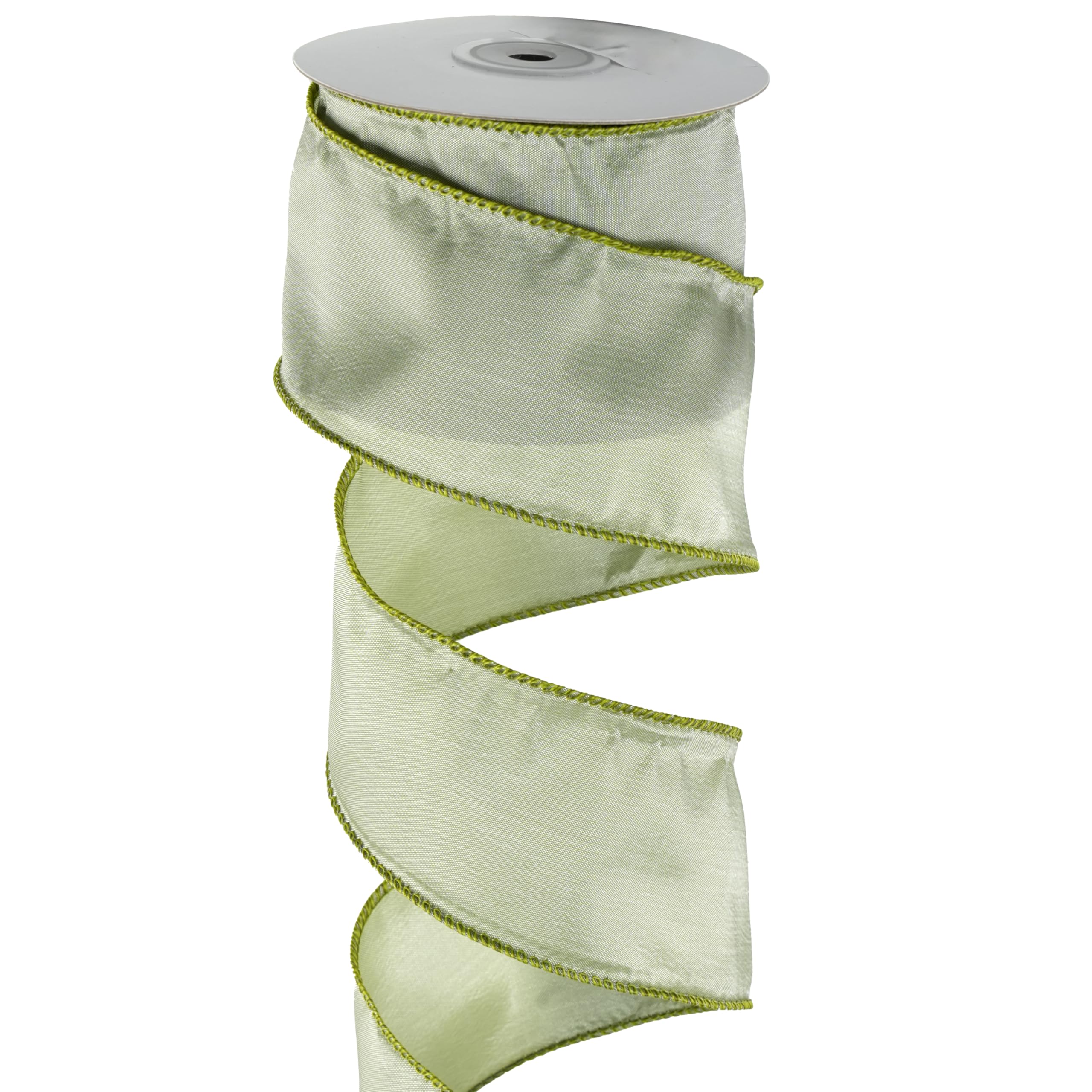 DINDOSAL Sage Green Christmas Ribbon Wired 2.5" x 10 Yard Dusty Green Wired Ribbon Green Wired Ribbon for Christmas Tree Decorations, Topper Bows, Wreaths, Crafts, Home Decor, Gift Wrapping