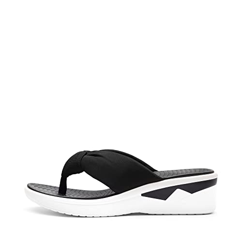 DREAM PAIRS Women Black Platform Flip Flops for Women Soft Thong Sandals Summer Casual Lightweight Comfortable Flat Slippers Walking Shopping Gathering Vacation Shoes Size 8 SDFF2330W