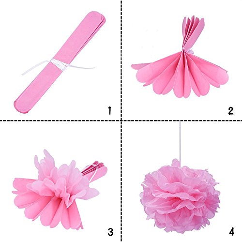 Sogorge Bridal Shower Decorations 18pcs Burgundy Pink Gold Birthday Decorations Tissue Paper Pom Pom and Paper Lanterns Photo Backdrop Wedding/Bachelorette Party Decorations