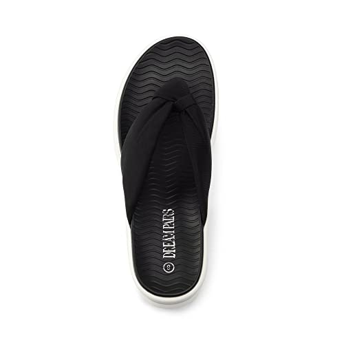 DREAM PAIRS Women Black Platform Flip Flops for Women Soft Thong Sandals Summer Casual Lightweight Comfortable Flat Slippers Walking Shopping Gathering Vacation Shoes Size 8 SDFF2330W