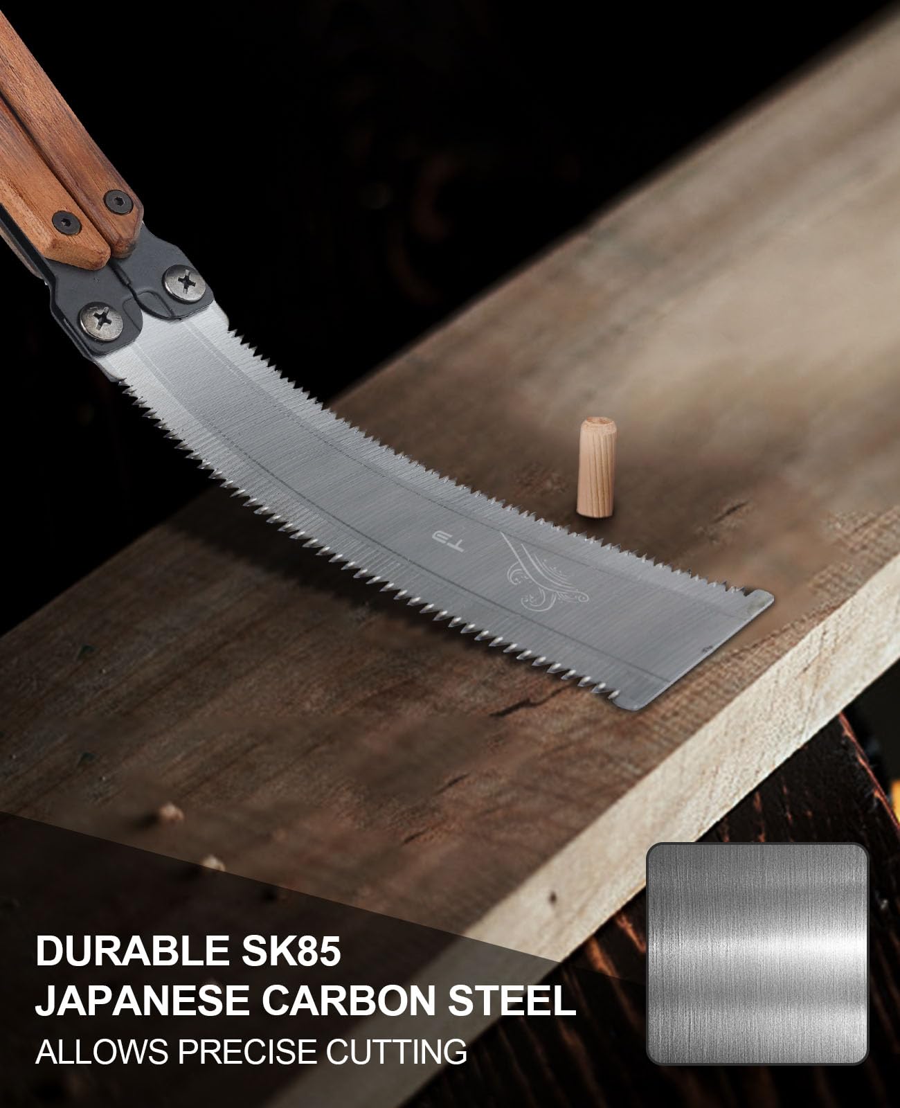 EHOPHNA Hand Saw, 5.5 Inch Mini Woodworking Tools with SK-85 Steel, Portable Folding Saw 13/14 TPI Double Edges, Christmas Gadgets Gifts for men (Silver)