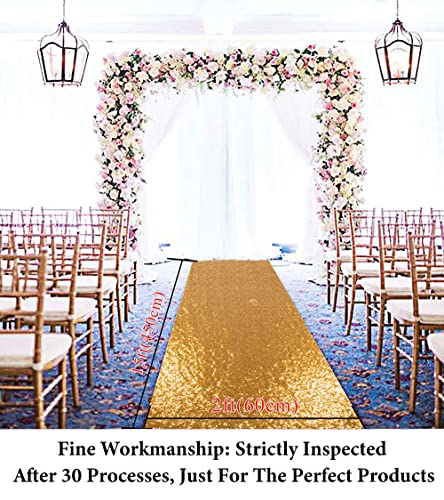 Aisle Runner for Wedding-15FTx2FT-Deep Gold Sequin Aisle Runner Indoor Outdoor Ceremonies Decor Carpet Runner Church Runner Wedding Walkway Carpet Runner Rugs Aisle Runner Sequins (2FTx15FT, Gold)