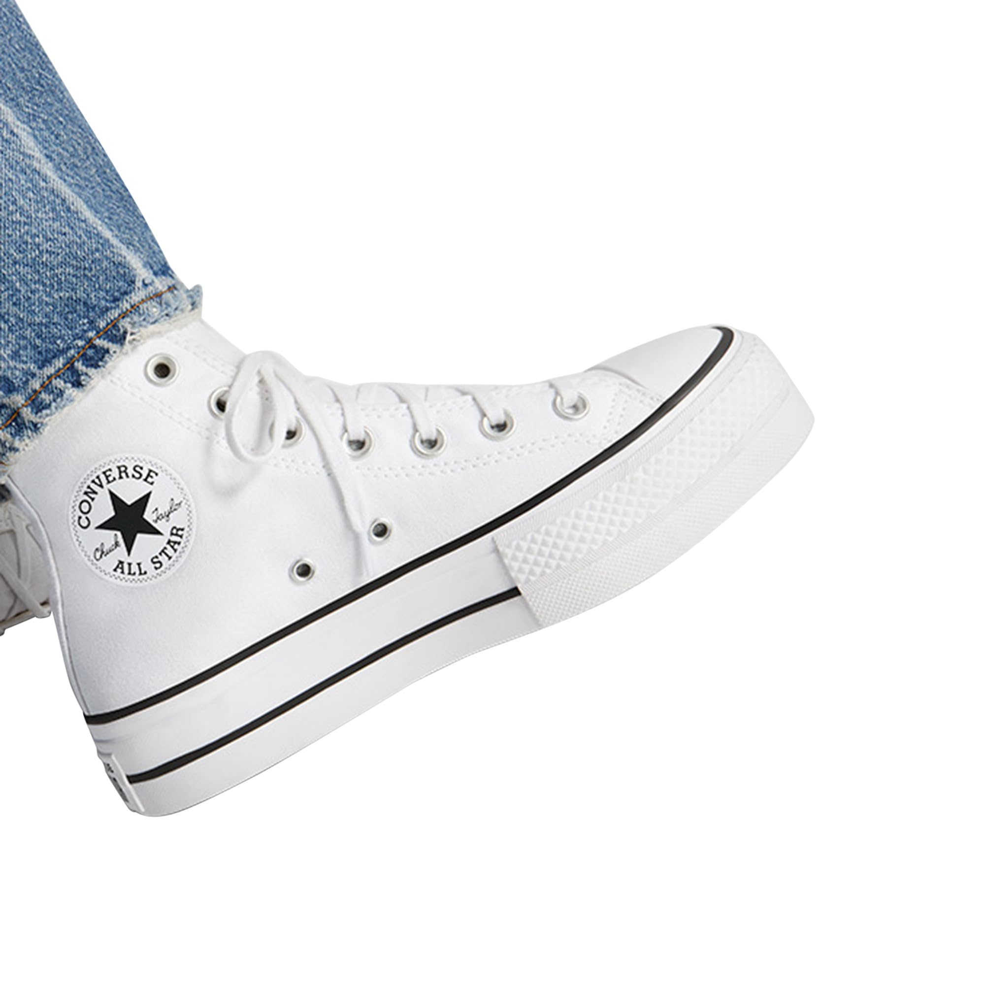 Converse Women's Chuck Taylor All Star Lift High Top Sneakers, White/Black/White, 8 Medium US