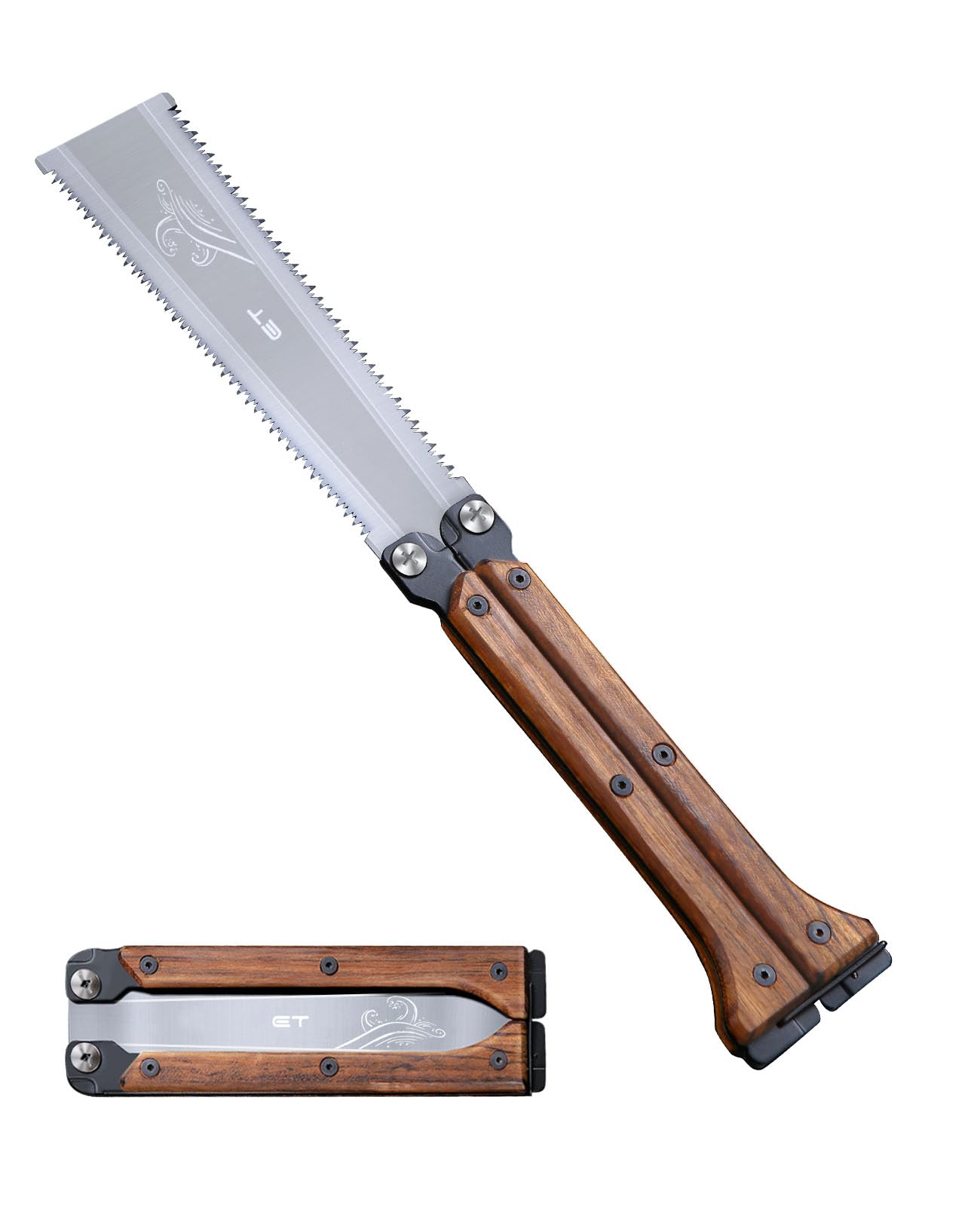 EHOPHNA Hand Saw, 5.5 Inch Mini Woodworking Tools with SK-85 Steel, Portable Folding Saw 13/14 TPI Double Edges, Christmas Gadgets Gifts for men (Silver)