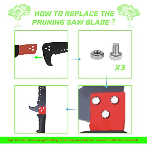 MEFBANT Pole Saws for Tree Trimming 26 feet Tree Trimmer Long handle, Tree Pruner Manual Pole saws for Tree Trimming, knives with Storage Pocket, Black (gzj005)
