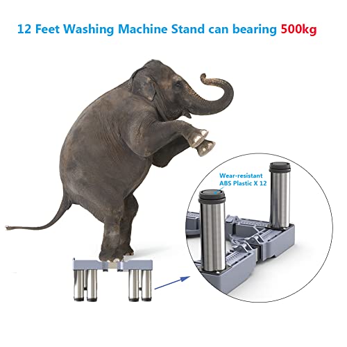 Washer and Dryer Stands, 12 Feet Washing Machine Stand Base Adjustable Appliance Base, Pedestal for Washing Machine Dryers Refrigerator, Height 20cm, Retractable Width: 43-62 cm