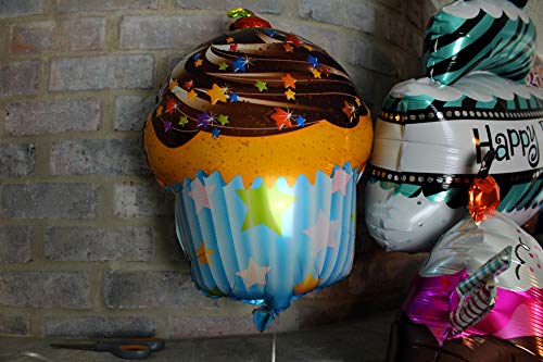 Happy Birthday Large Foil Balloon set - (6 pack) Cake, cupcake, ice cream cone, ice cream bowl, pink candy, blue candy by Par-T