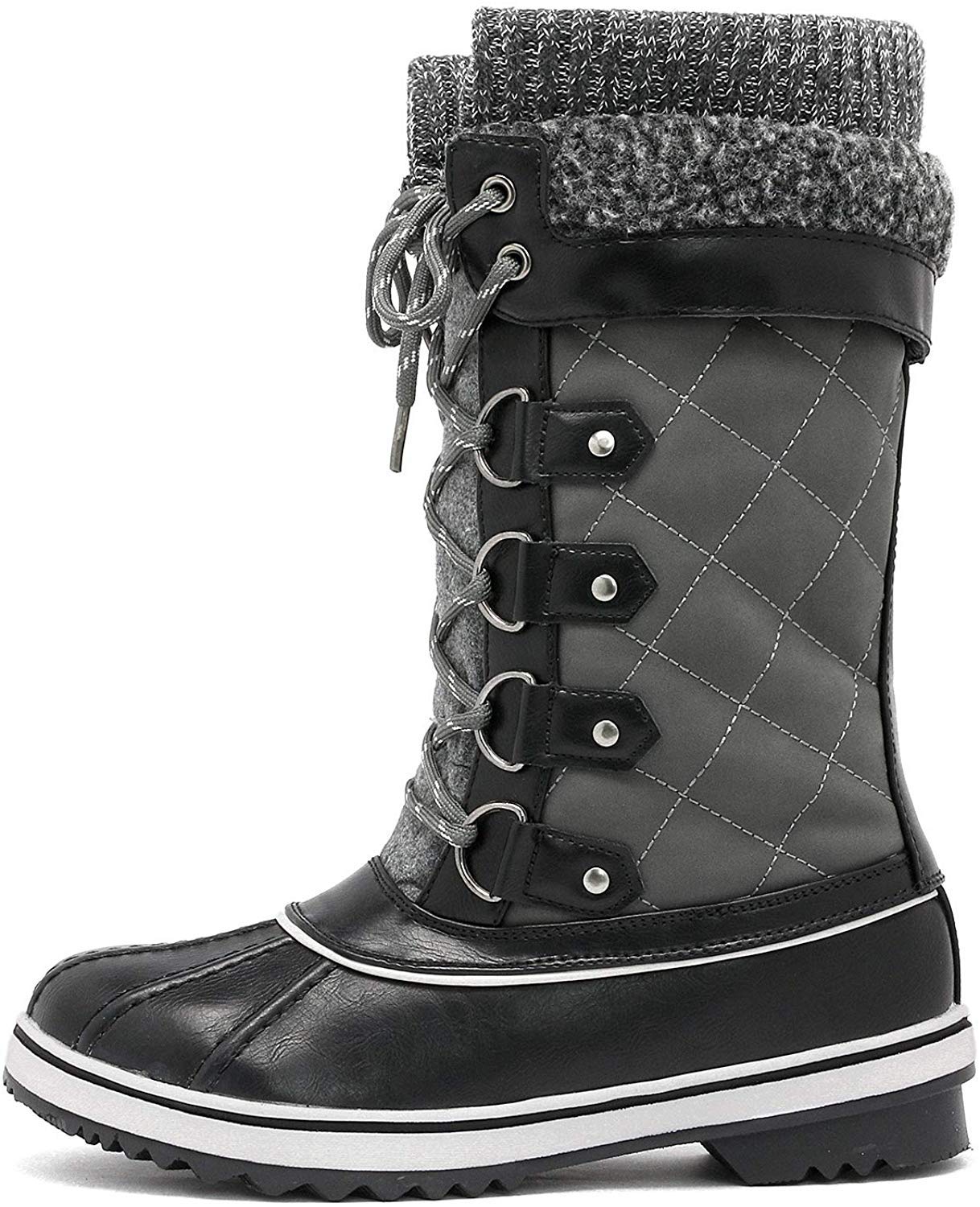 DREAM PAIRS Women's Mid-Calf Waterproof Winter Snow Boots Monte_02,Size 9,Grey,Monte_02
