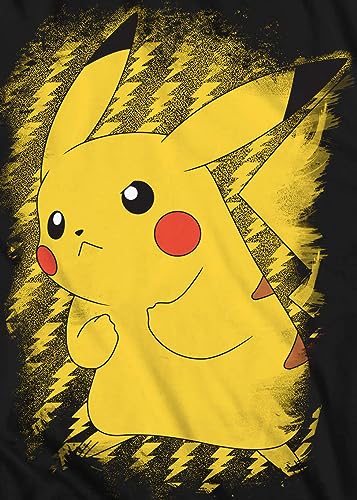 Pokemon Mad Engine Young Men’s Pokémon Pikachu Electric Static Power T-Shirt, Black, 3XL