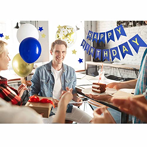 ANSOMO Royal Blue and Gold Happy Birthday Party Decorations Banner Balloons Boys Men Him Women 1st 10th 13th 15th 16th 18th 20th 21st 25th 30th