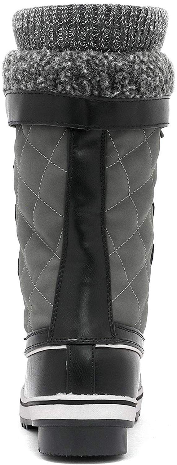 DREAM PAIRS Women's Mid-Calf Waterproof Winter Snow Boots Monte_02,Size 9,Grey,Monte_02