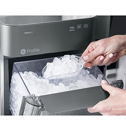 GE Profile Opal 2.0 | Countertop Nugget Ice Maker with Side Tank | Ice Machine with WiFi Connectivity | Smart Home Kitchen Essentials | Stainless Steel