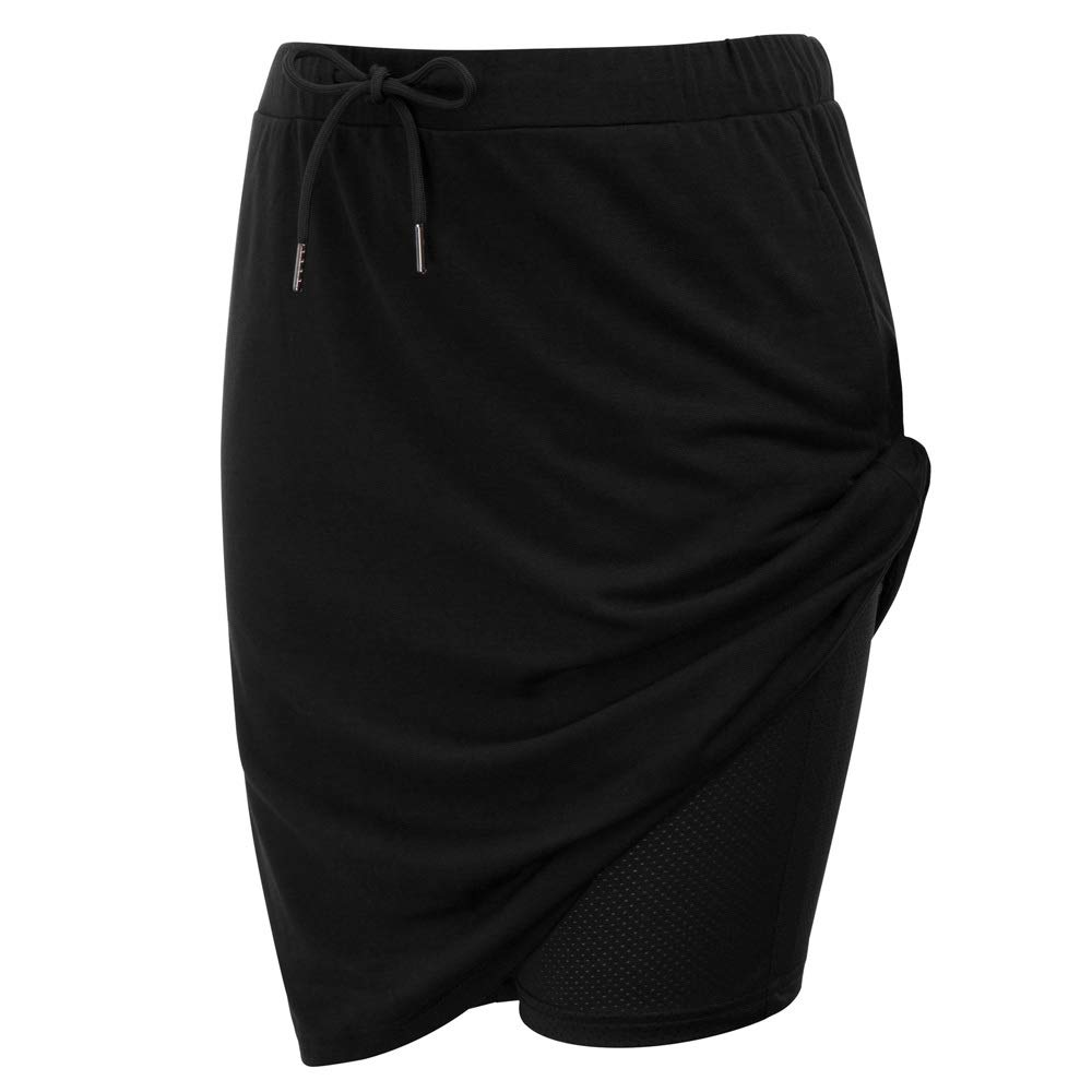 JACK SMITH Women's Athletic Skorts Skirts with Pockets Knee Length Sports Skirts for Running Tennis Golf Workout Shorts XXX-Large Black