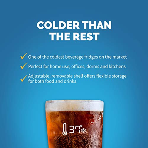 NewAir Mini Fridge Beverage Refrigerator and Cooler, Free Standing Glass Door Refrigerator Holds Up To 60 Cans, Cools to 37 Degrees Perfect Beverage Organizer For Beer, Wine, Soda, and Pop